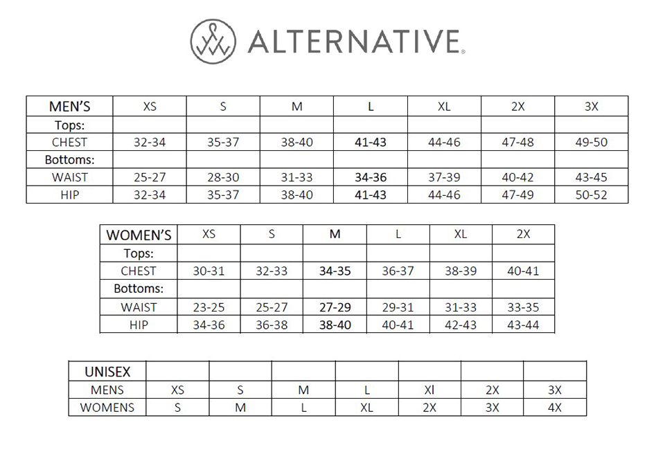 Size chart | Fossa Mens | Monterey Bay Aquarium Store